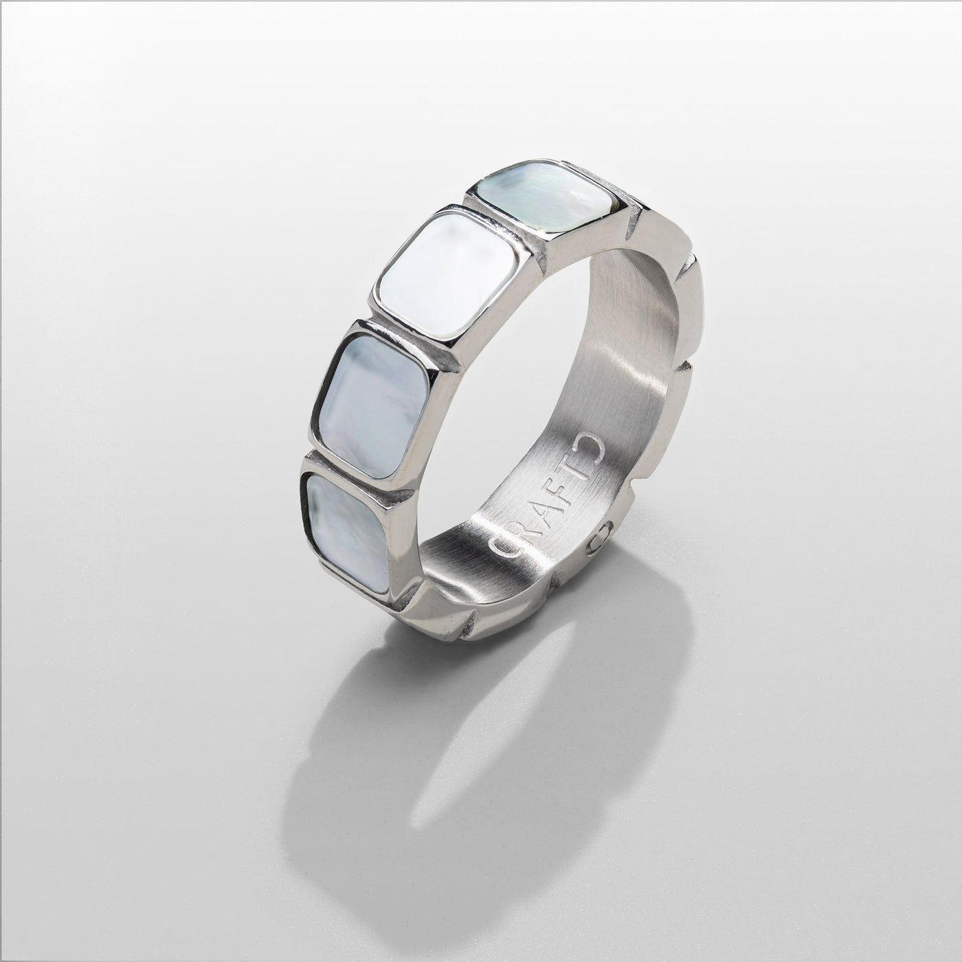 Men's White Stone Band Ring (Silver)