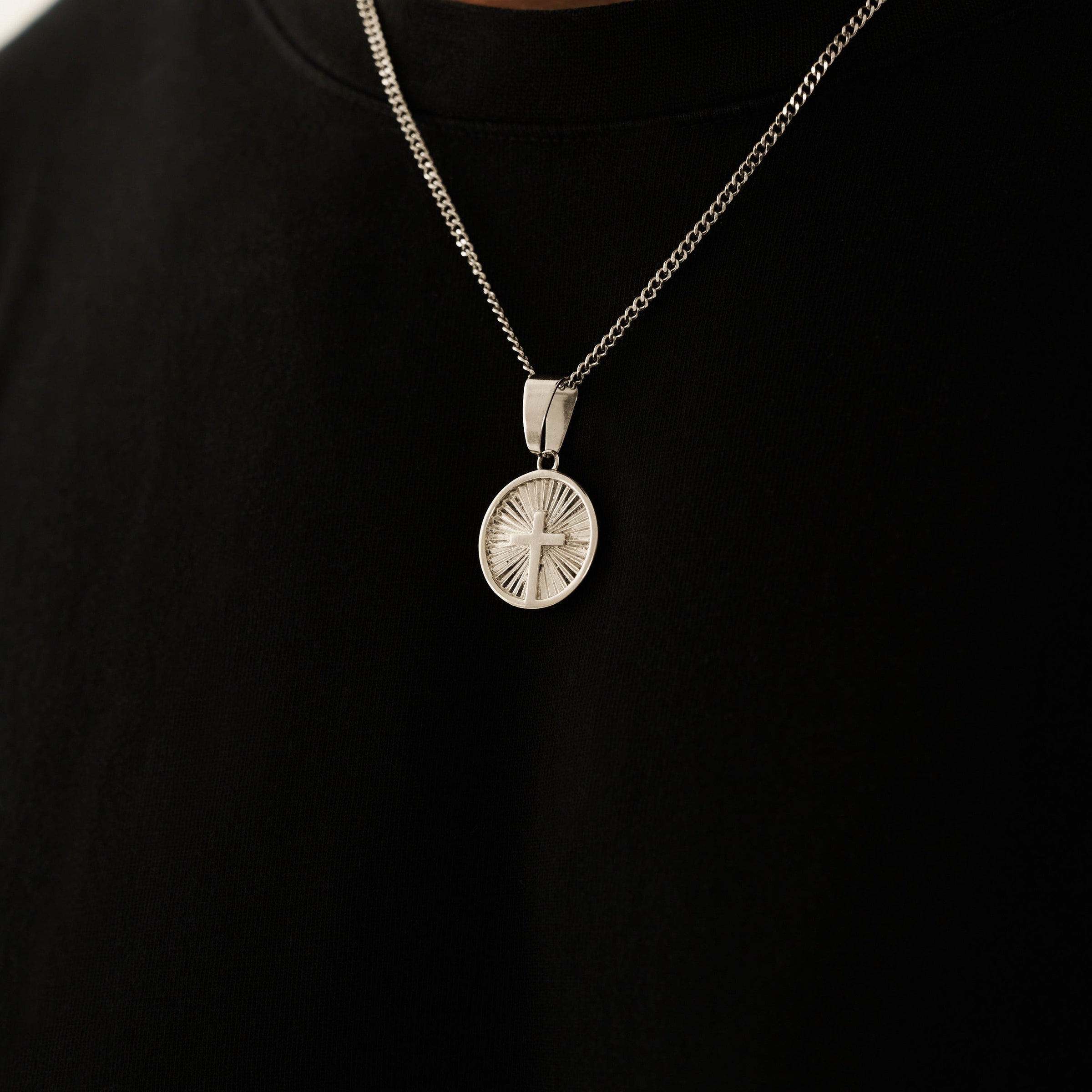 Silver Circle Cross Pendant for Men | CRAFTD London