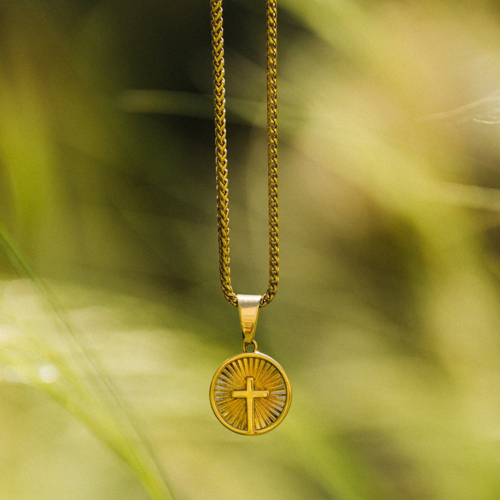 Gold Circle Cross Pendant for Men | CRAFTD London