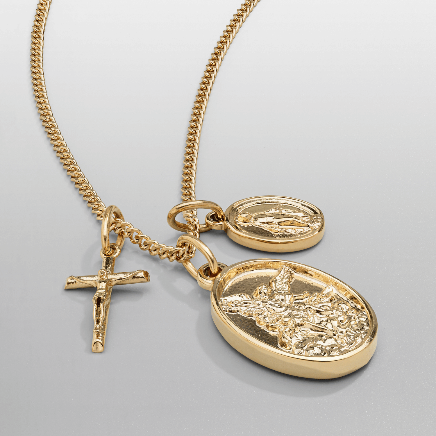 Enamel Virgin Mary Pendant Necklace (Gold)
