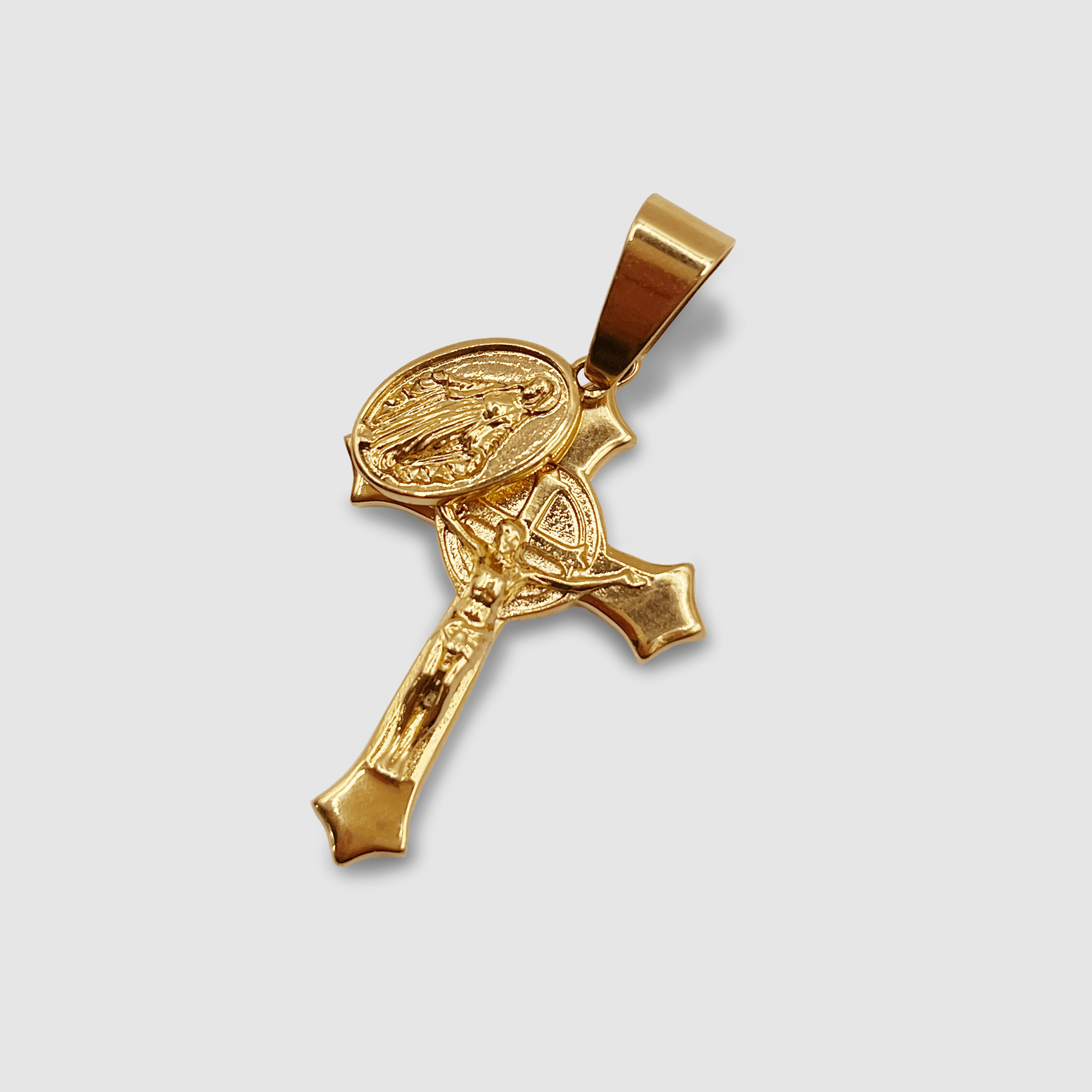 Gold Jesus & Mary Cross Pendant for Men | CRAFTD London