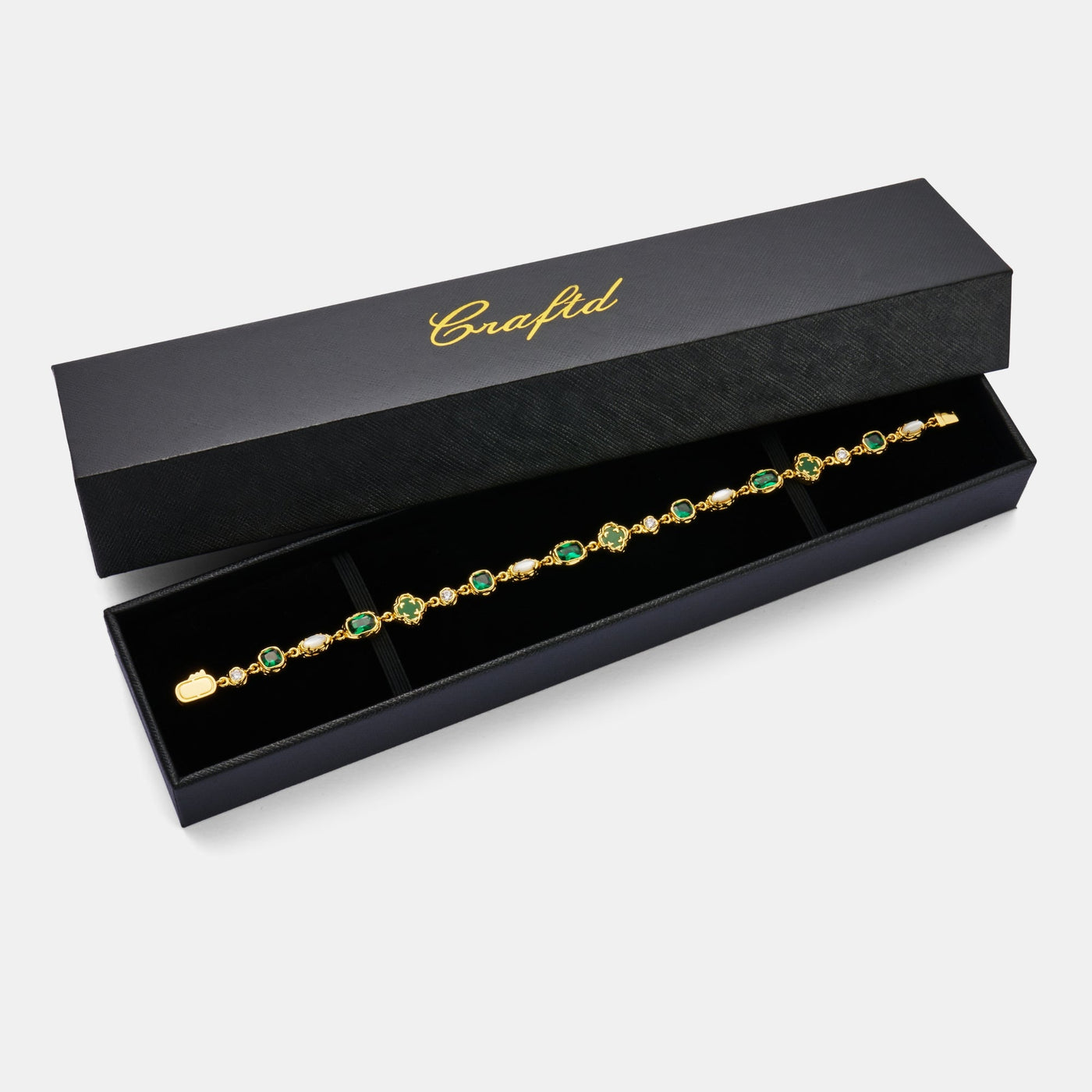 Melted Emerald Gemstone Necklace (Gold)