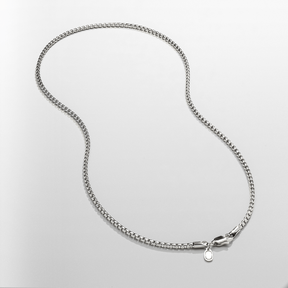Men's Round Box Chain 3mm (Silver)