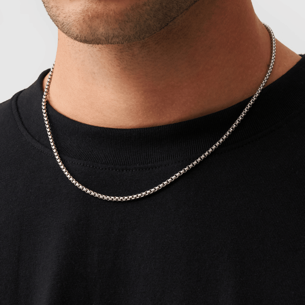 Men's Round Box Chain 3mm (Silver)