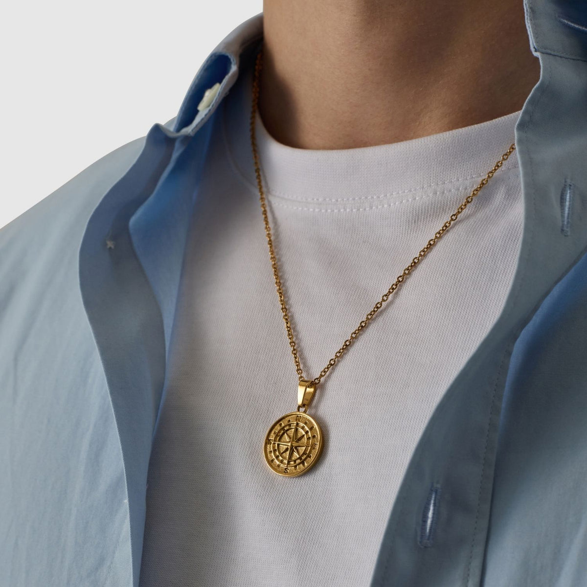 Gold Compass Pendant with Chain | CRAFTD London