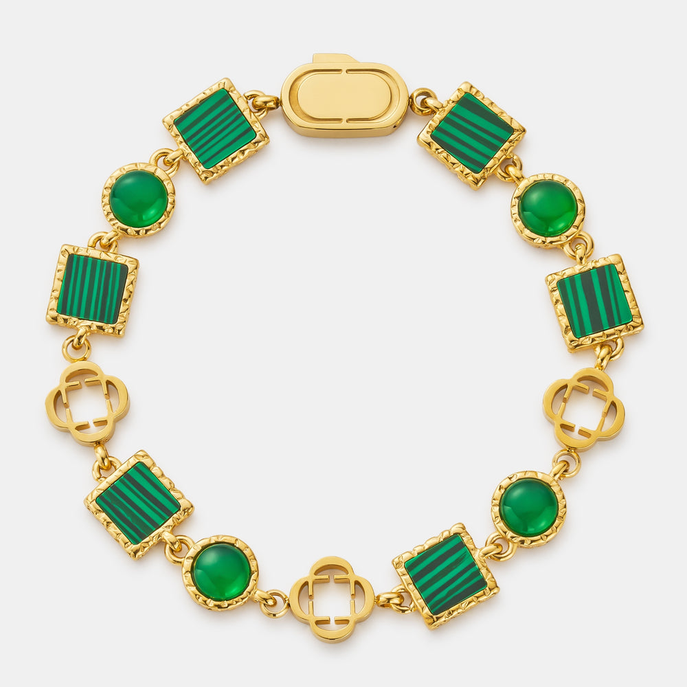 Green Quartz Gemstone Bracelet (Gold)