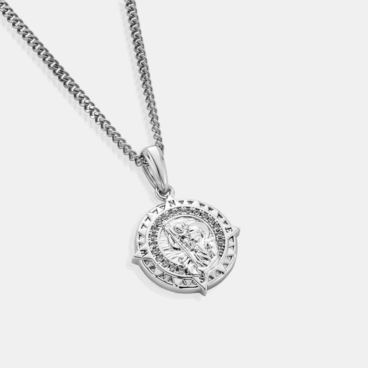 Iced St. Christopher Pendant & Chain | Silver | CRAFTD London