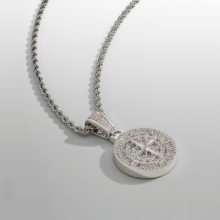 Silver Iced Compass Pendant | CRAFTD London