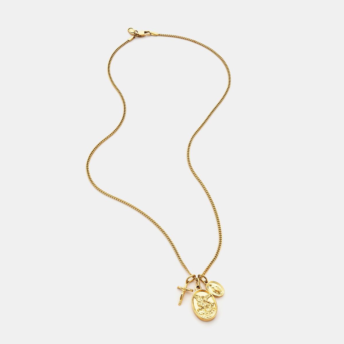 Jesus & Mary Pendant Necklace (Gold)