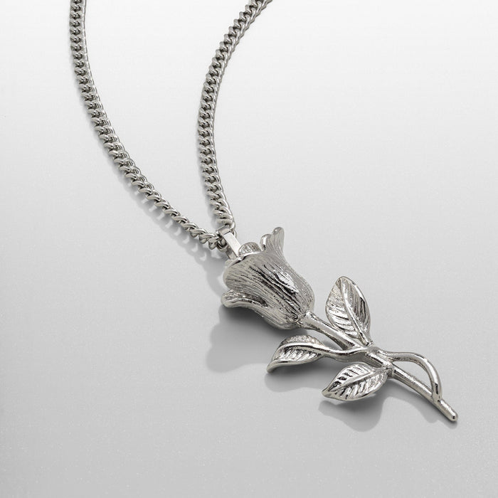 Silver Rose Pendant with Chain | CRAFTD London