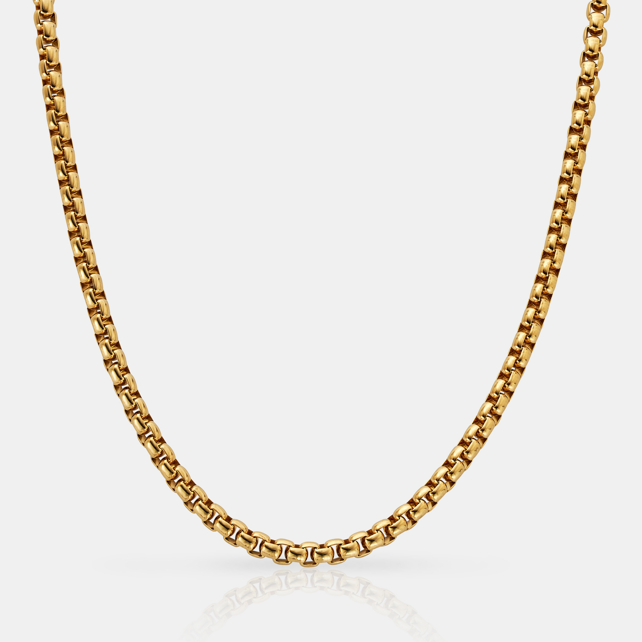 Men's Round Box Chain 5mm (Gold)