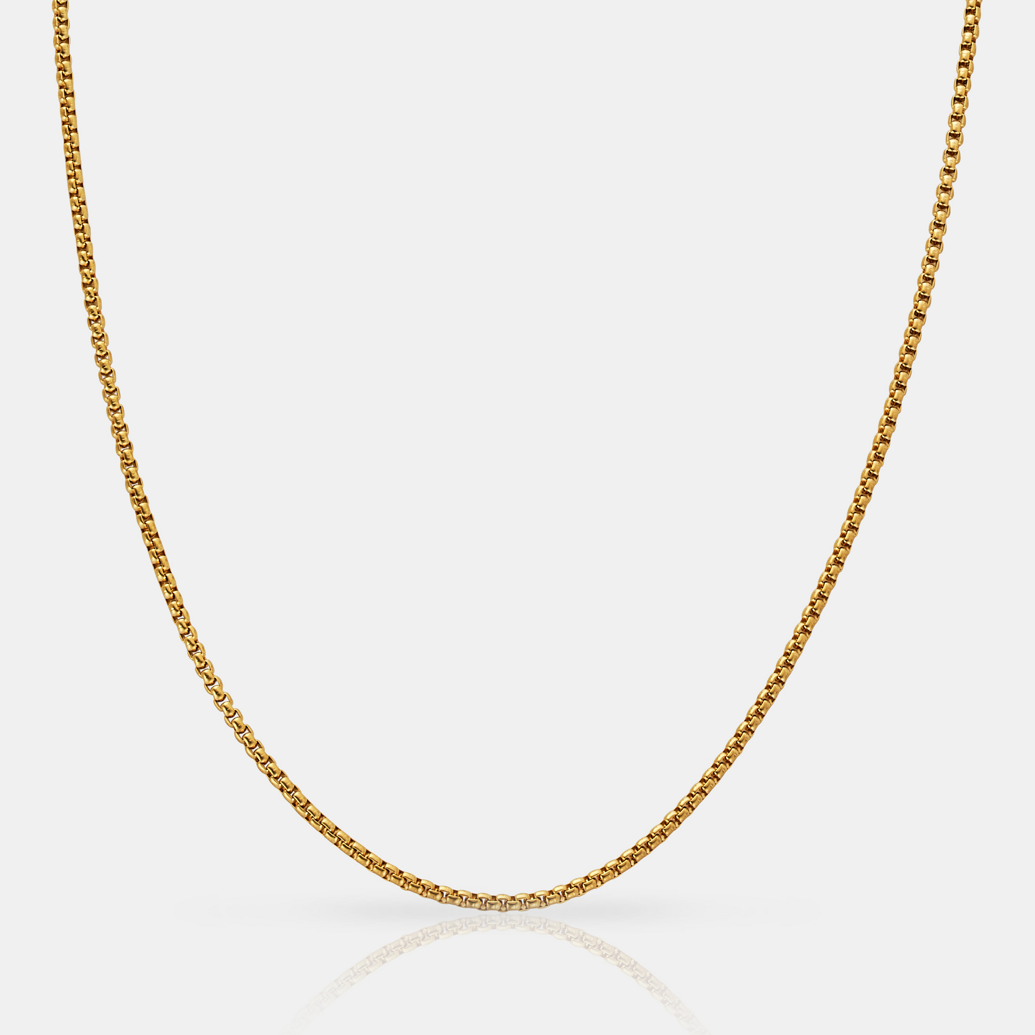Men's Round Box Chain 2mm (Gold)