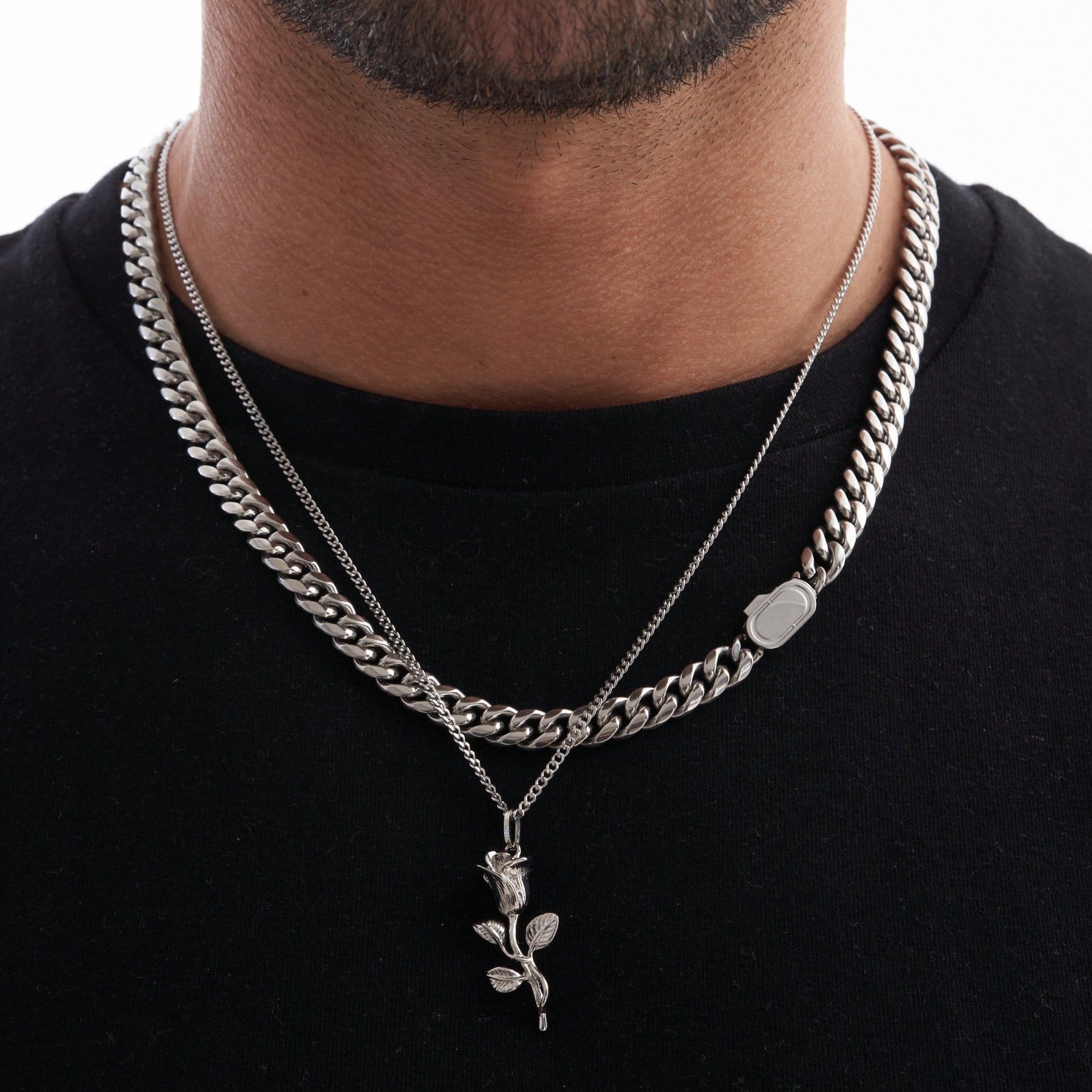 Silver Rose Pendant with Chain | CRAFTD London