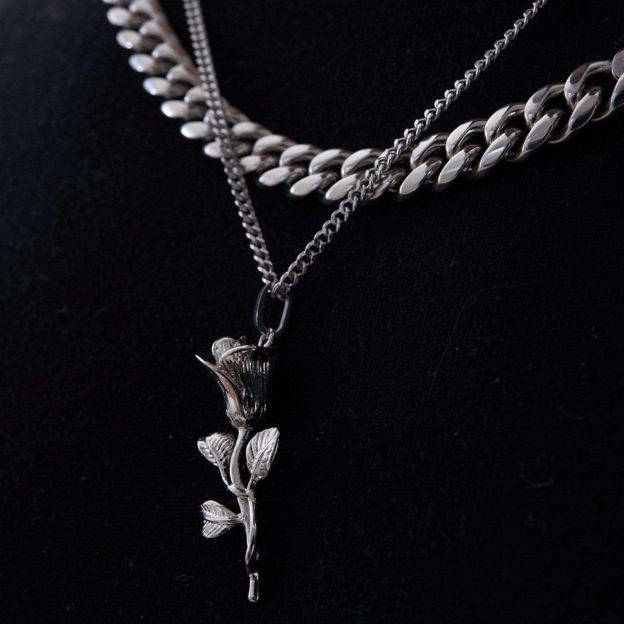 Silver Rose Pendant with Chain | CRAFTD London