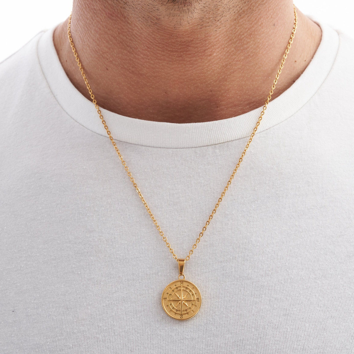 Gold Compass Pendant with Chain | CRAFTD London