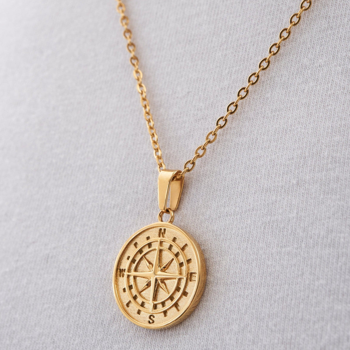 Gold Compass Pendant with Chain | CRAFTD London
