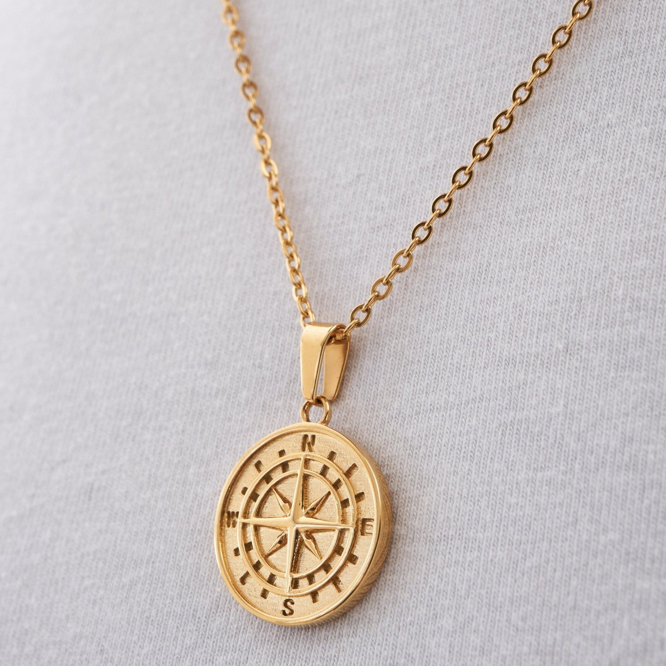 Gold Compass Pendant with Chain | CRAFTD London