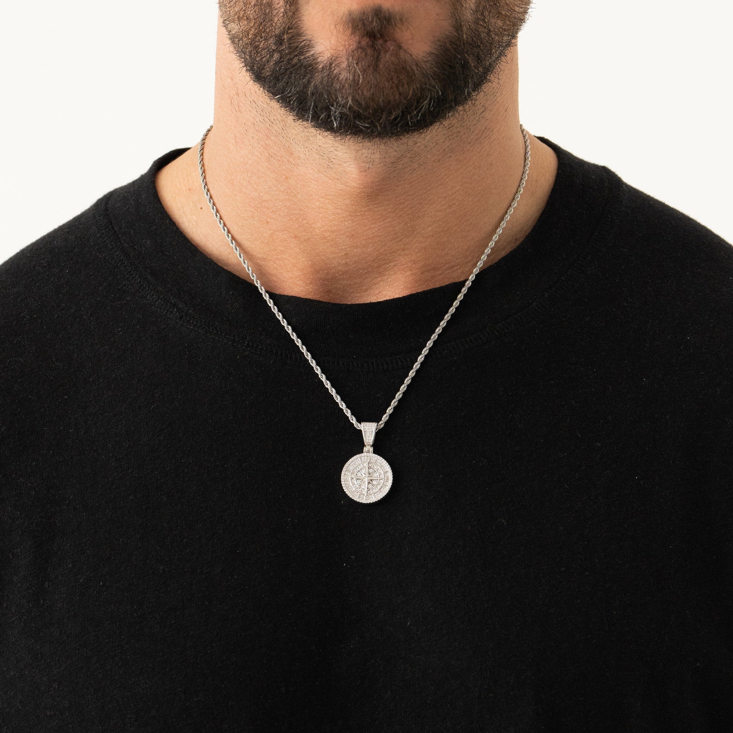 Silver Iced Compass Pendant | CRAFTD London