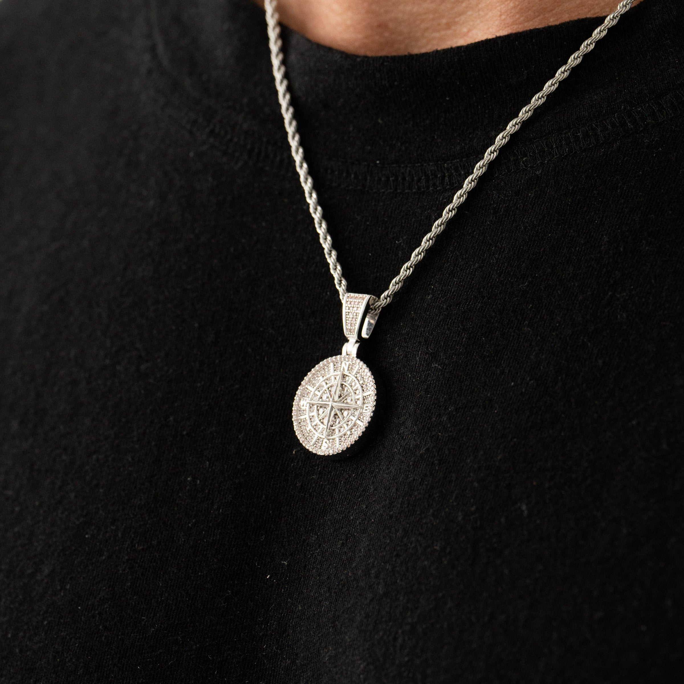Silver Iced Compass Pendant | CRAFTD London