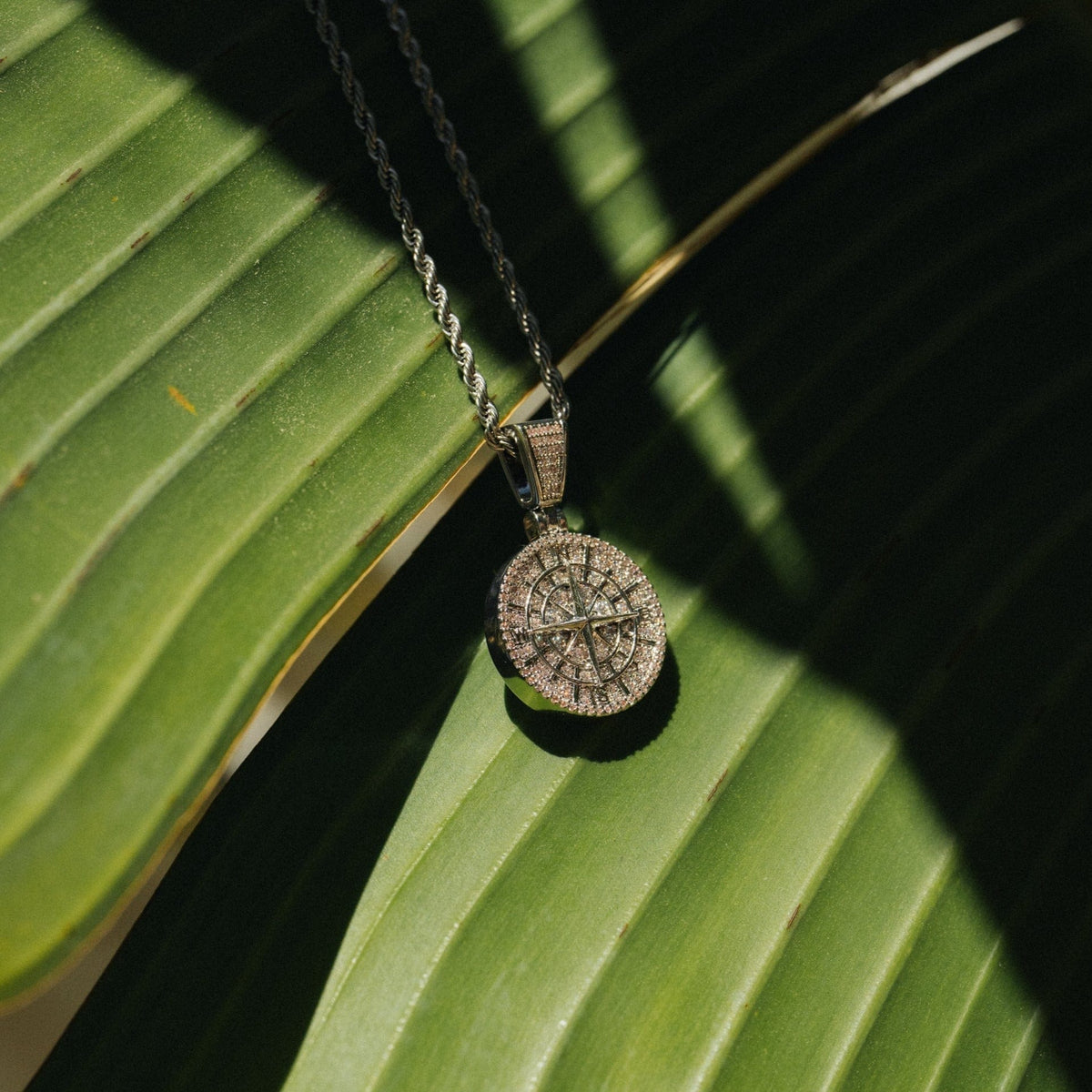 Silver Iced Compass Pendant | CRAFTD London