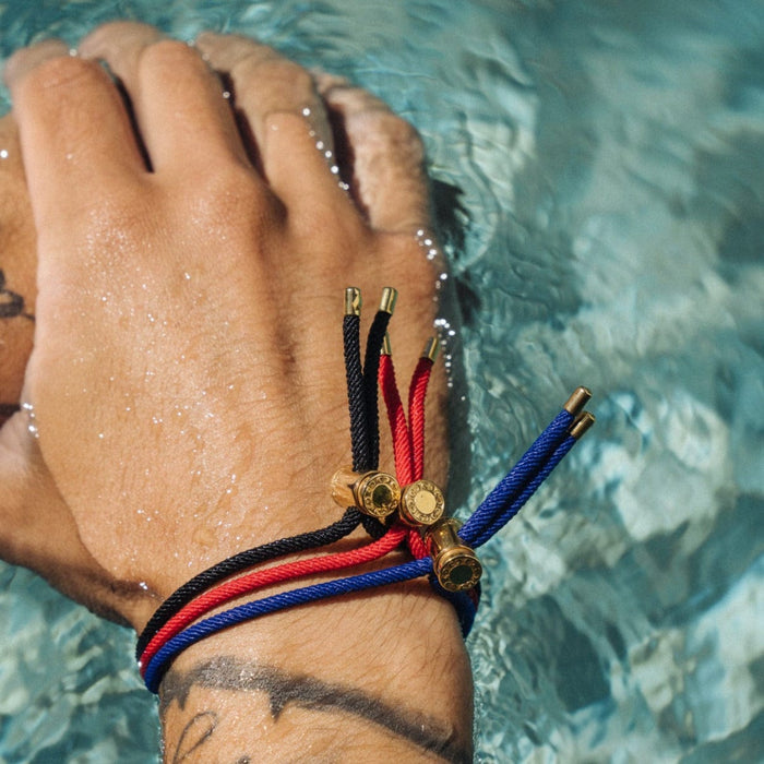 Black Cord String Toggle Bracelet for Men (Gold)