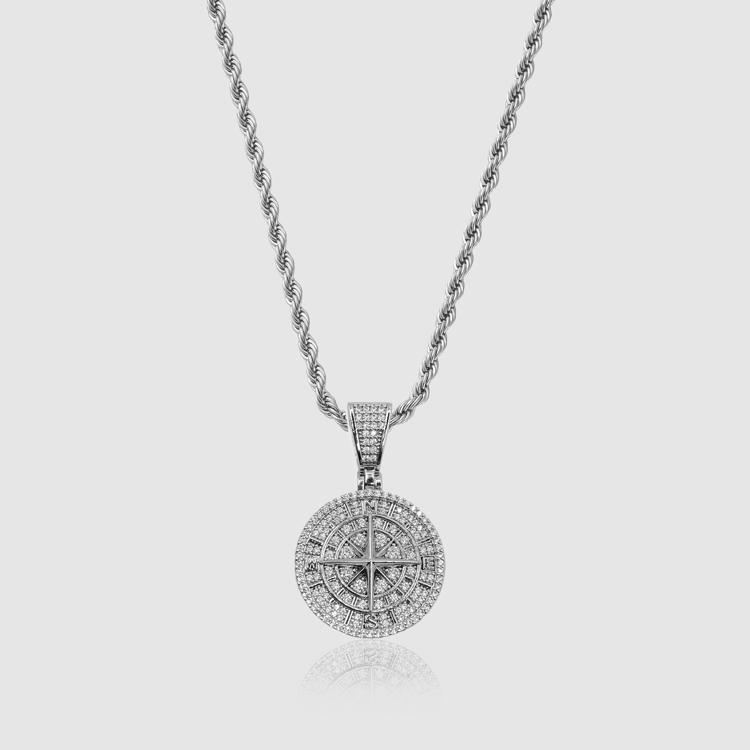 Silver Iced Compass Pendant | CRAFTD London