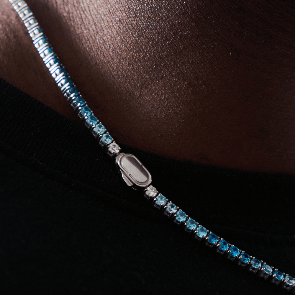 Blue Tennis Chain Necklace 3mm | CRAFTD London