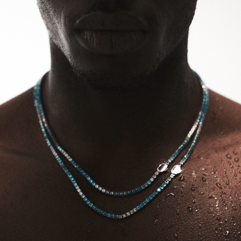 Blue Tennis Chain Necklace 3mm | CRAFTD London