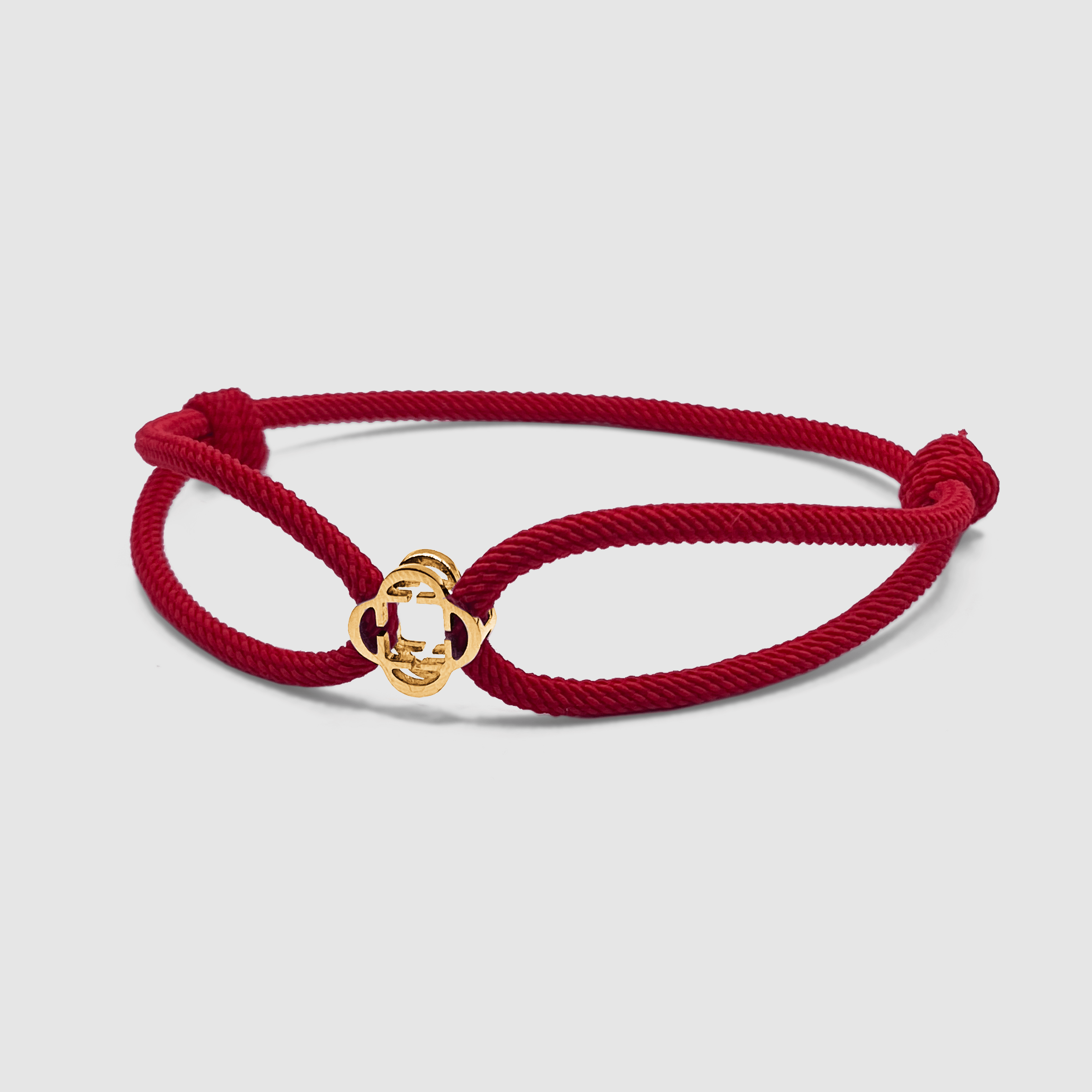 Red Cord String Bracelet for Men (Gold)