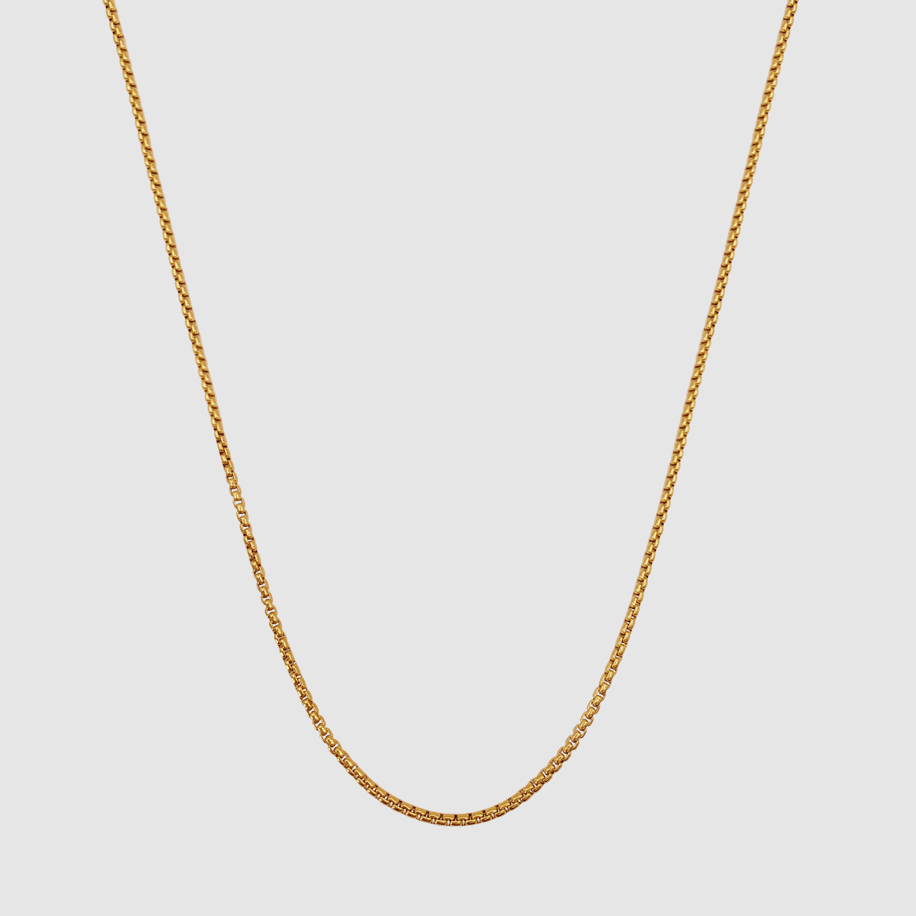 Men's Round Box Chain 2mm (Gold)