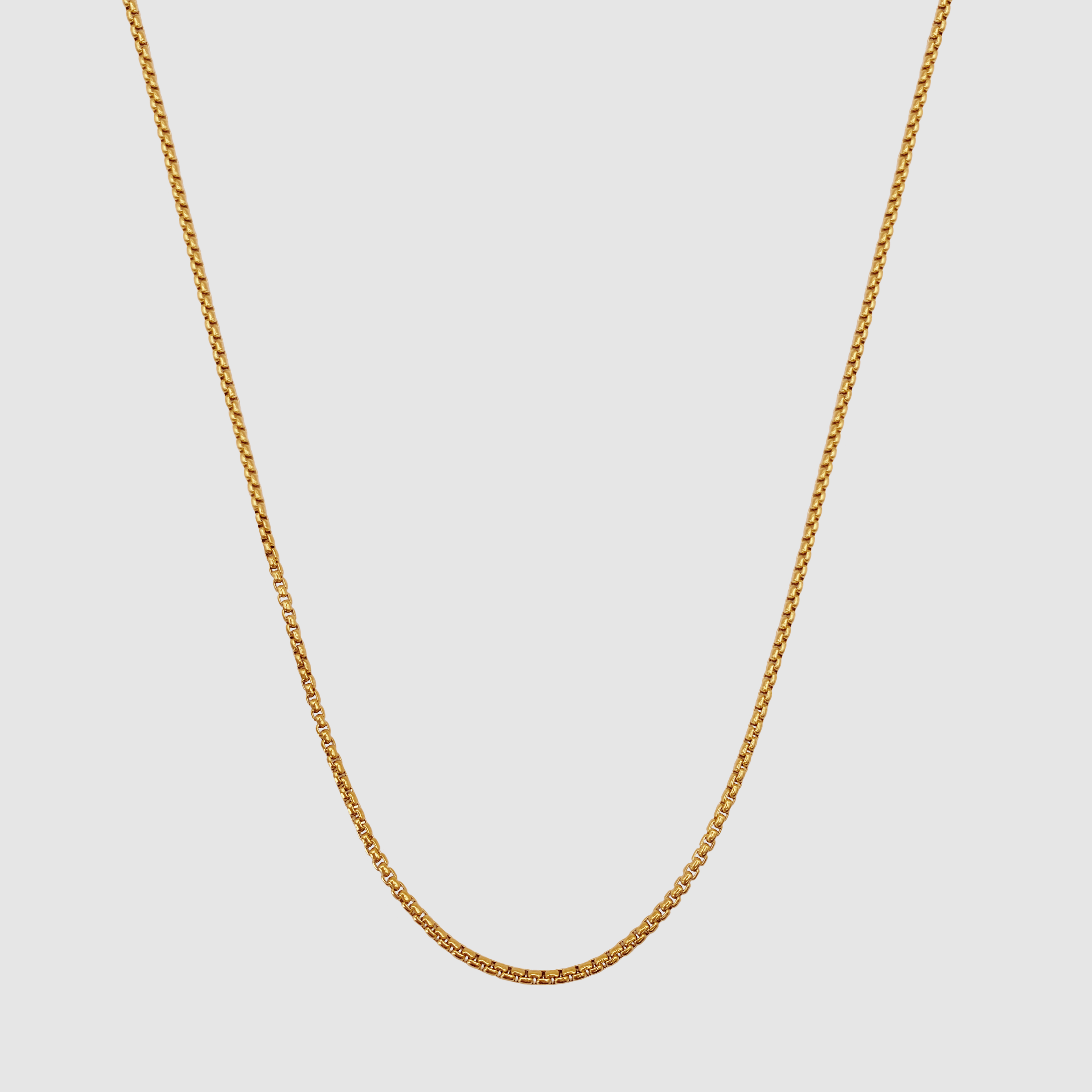 Men's Round Box Chain 2mm (Gold)