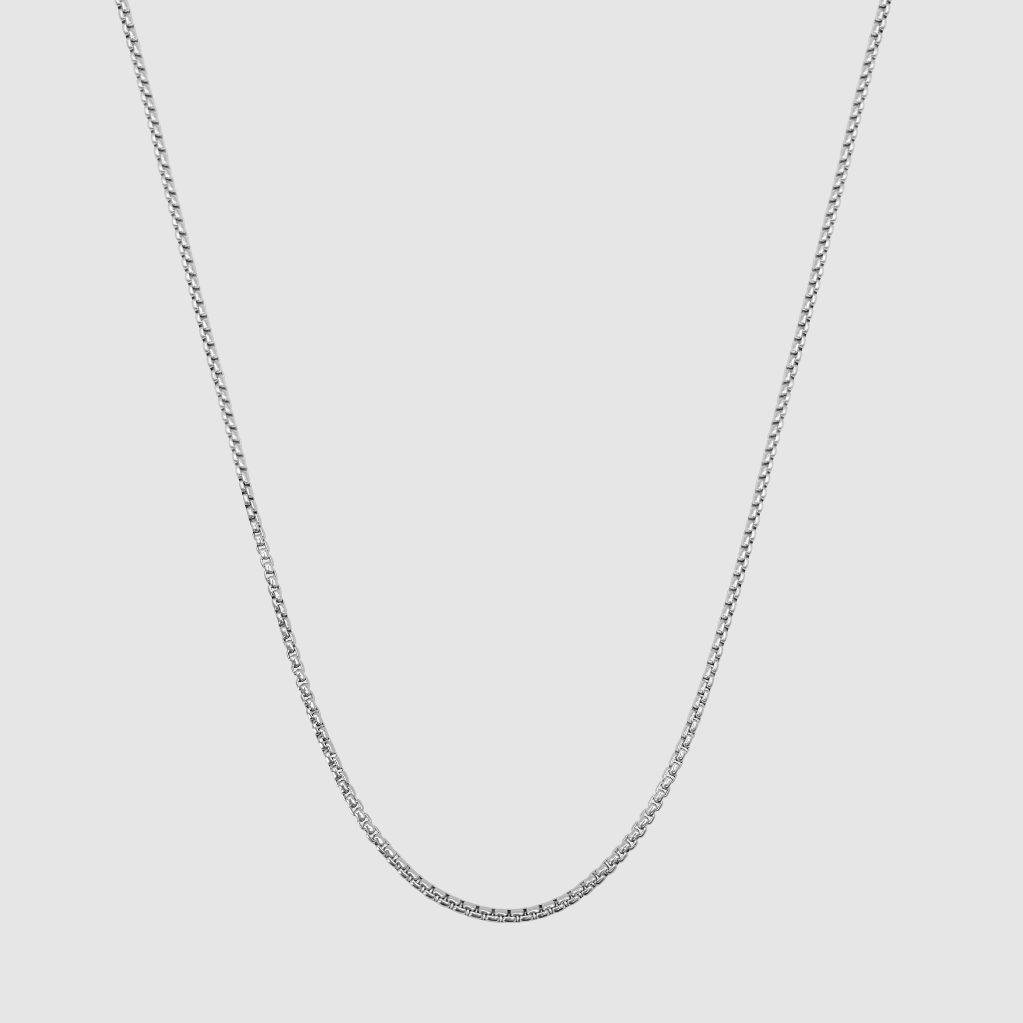 Men's Round Box Chain 2mm (Silver)