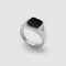 Men's Black Onyx Square Stone Ring (Silver)